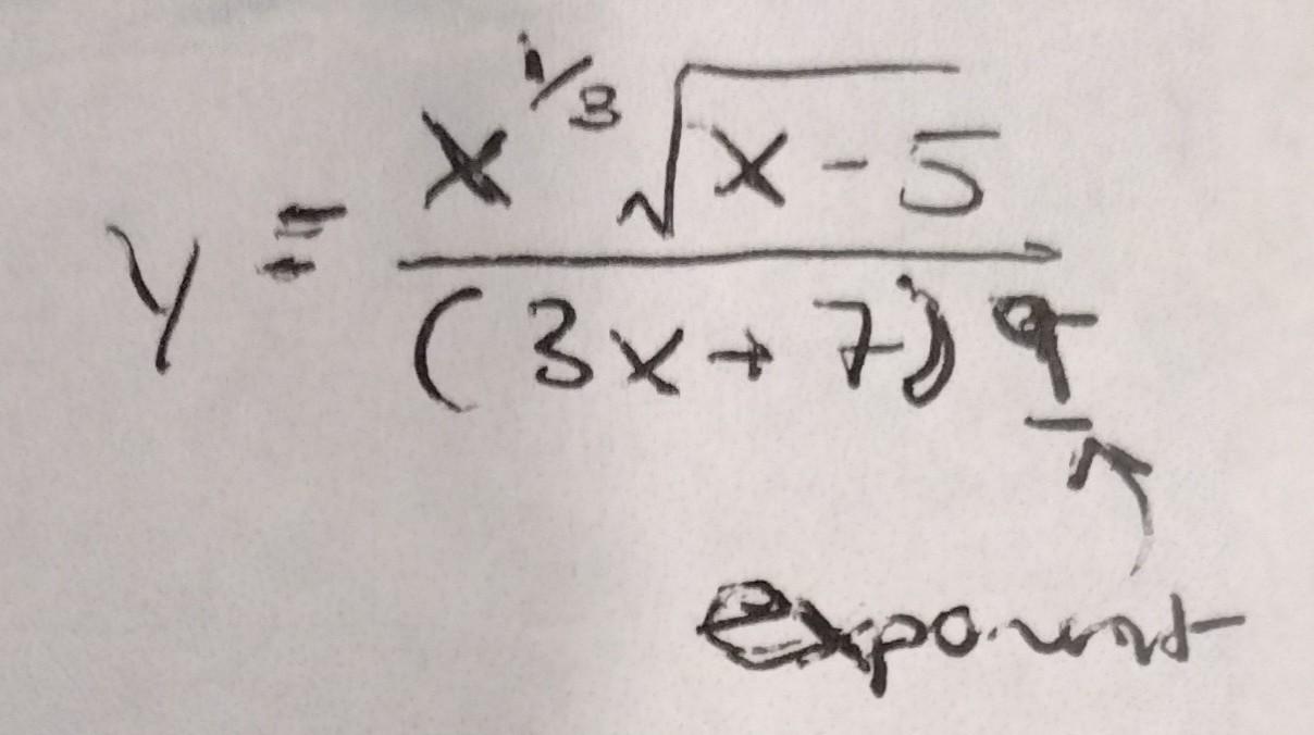 Solved y=(3x+7)x1/3x−5 | Chegg.com
