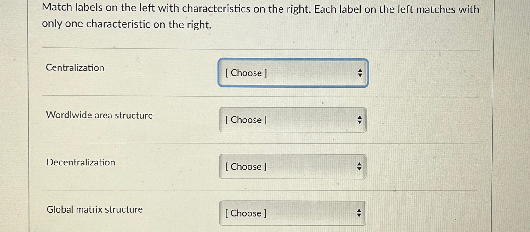 Solved Match labels on the left with characteristics on the | Chegg.com