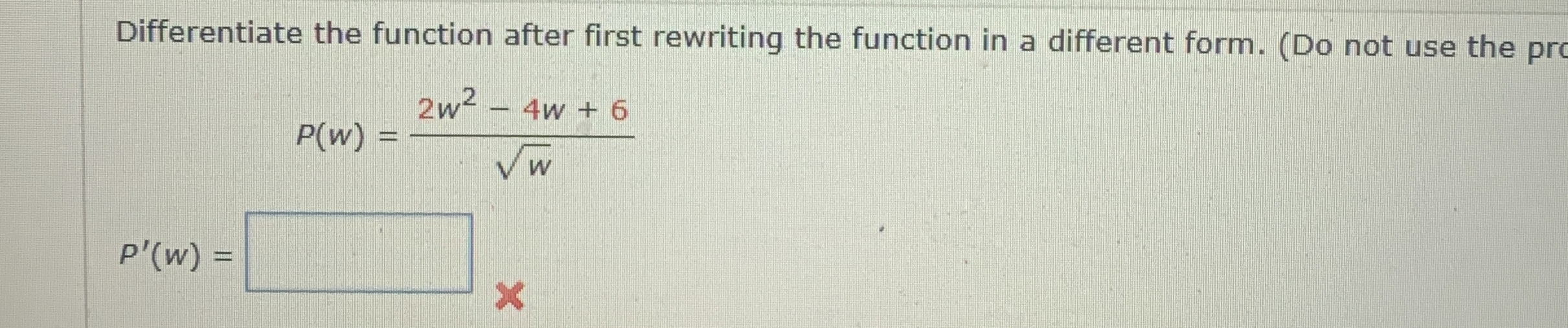 Solved Differentiate the function after first rewriting the | Chegg.com
