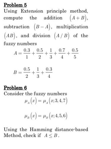 Solved Problem 5 Using Extension principle method, compute | Chegg.com