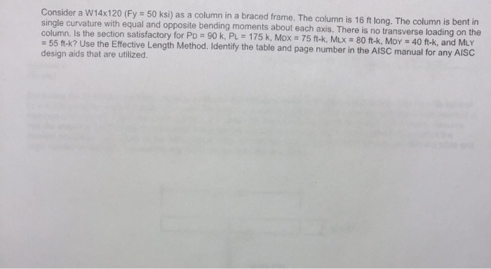 Solved Consider a W14x120 (Fy = 50 ksi) as a column in a | Chegg.com