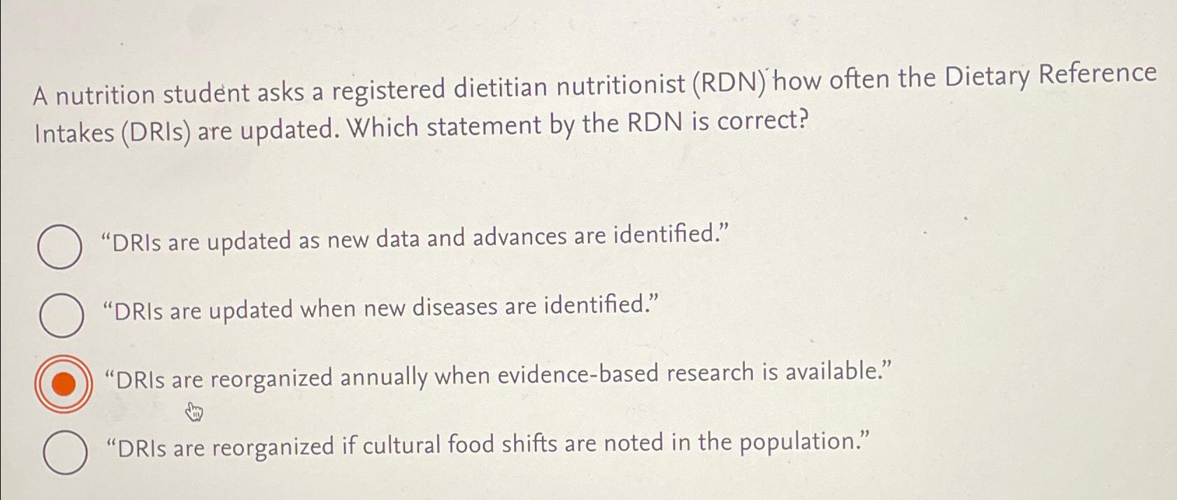 A nutrition student asks a registered dietitian | Chegg.com