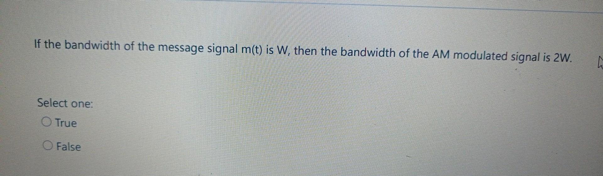 Solved AM spectrum consists of: Select one: a. Both upper | Chegg.com