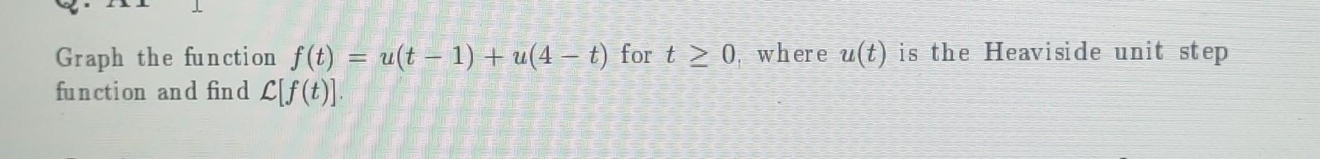Solved Graph the function f(t)=u(t−1)+u(4−t) for t≥0, where | Chegg.com