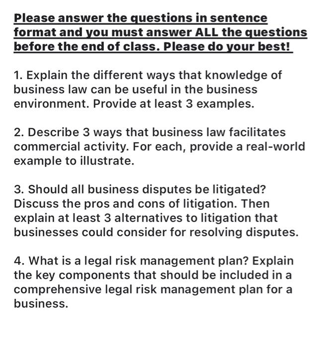 Solved Please answer the questions in sentence format and | Chegg.com