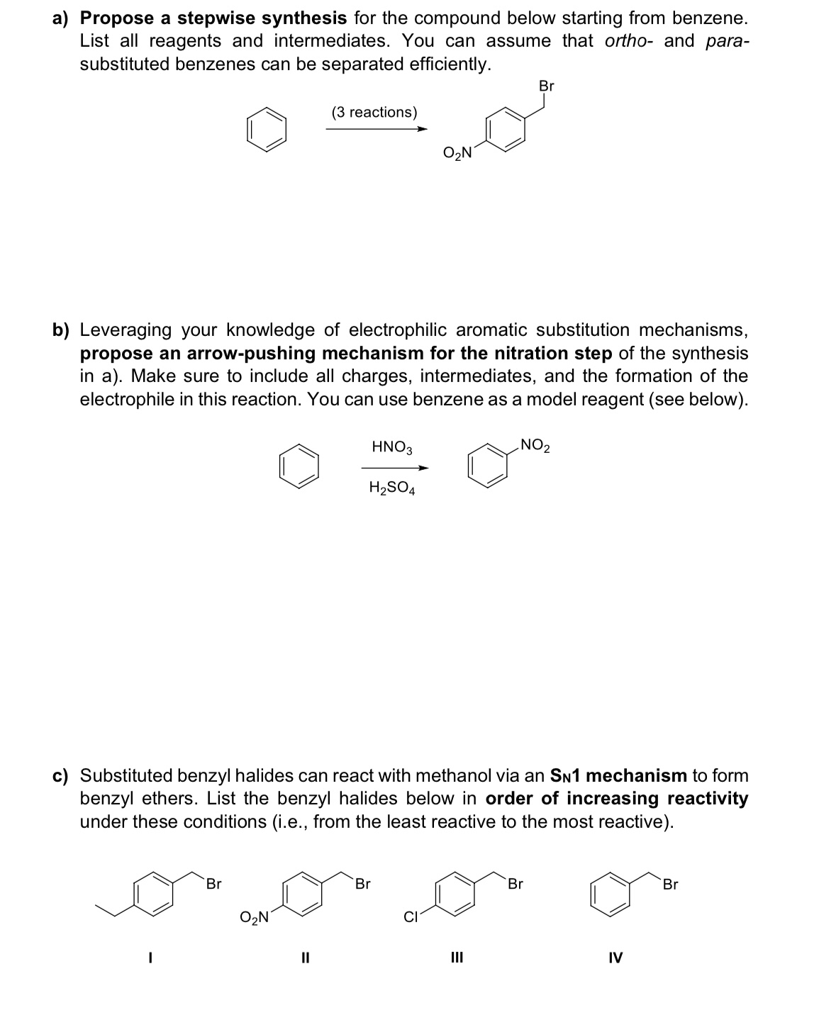 Solved a) ﻿Propose a stepwise synthesis for the compound | Chegg.com