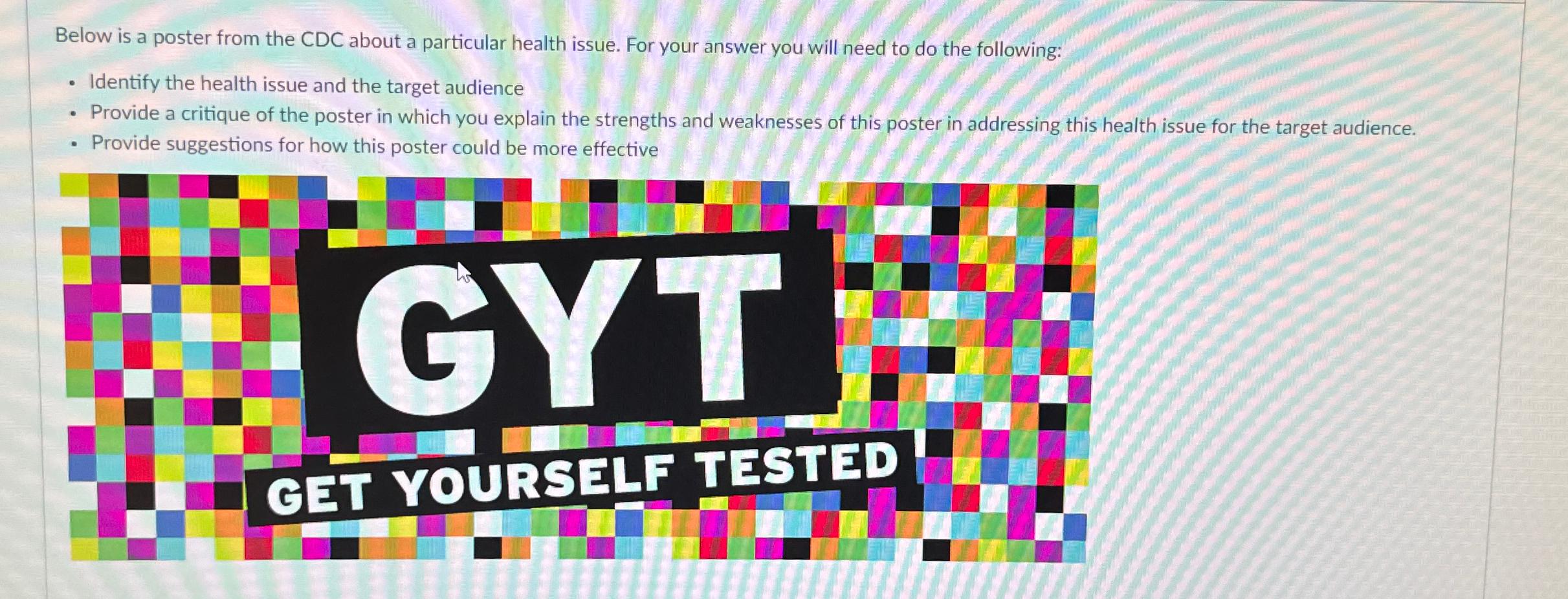 Below is a poster from the CDC about a particular | Chegg.com