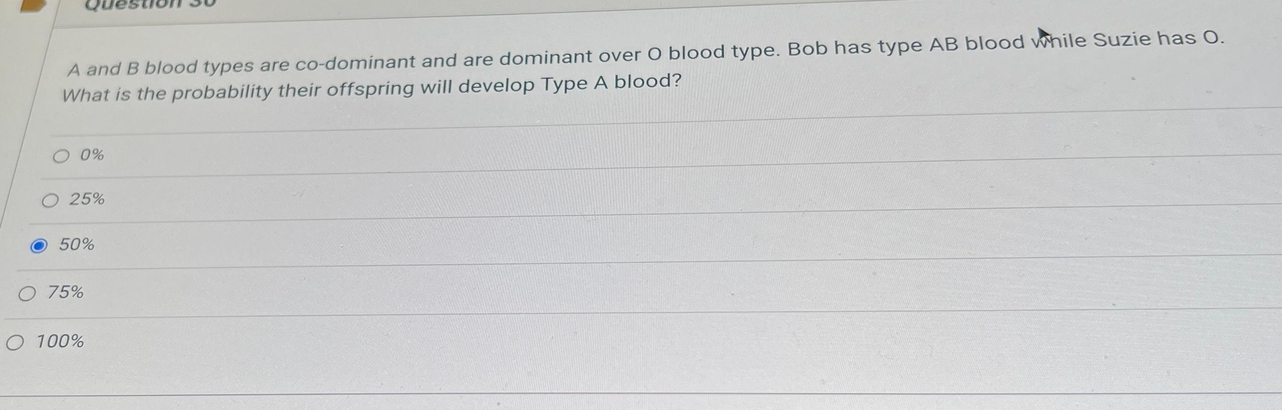 Solved A and B ﻿blood types are co-dominant and are dominant | Chegg.com