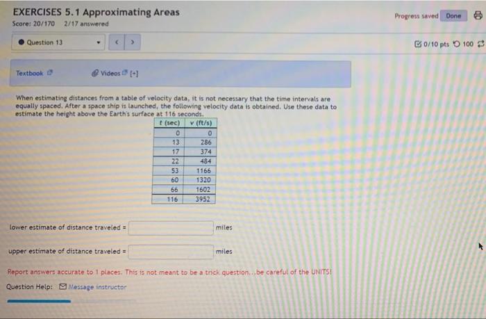 Solved EXERCISES 5.1 Approximating Areas Score: 20/1702/17 | Chegg.com