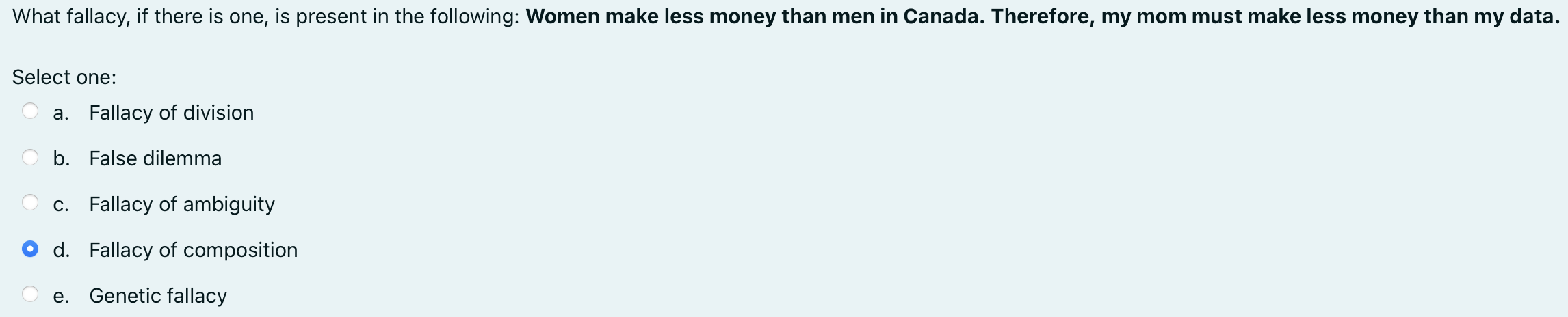 Solved What fallacy, if there is one, is present in the | Chegg.com