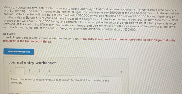 Solved Velocity, a consulting firm, enters into a contract | Chegg.com