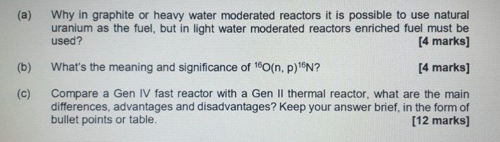 Solved (a) Why in graphite or heavy water moderated reactors | Chegg.com