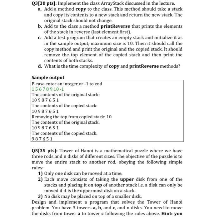 Q3 30 Pts Implement The Class Arraystack Discussed