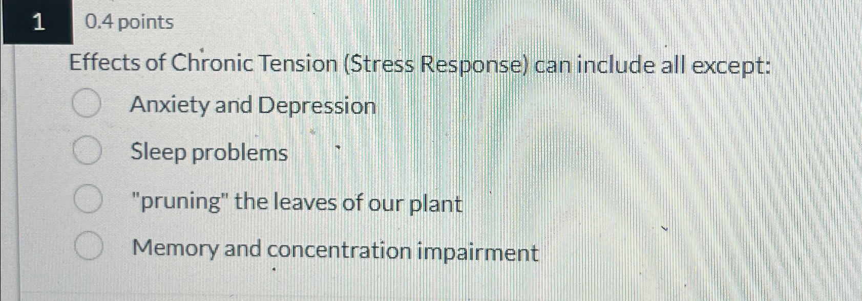 Solved 10.4 ﻿pointsEffects of Chronic Tension (Stress | Chegg.com