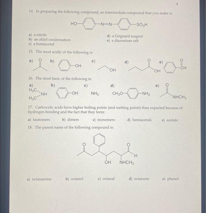 Solved 14. In preparing the following compound, an | Chegg.com