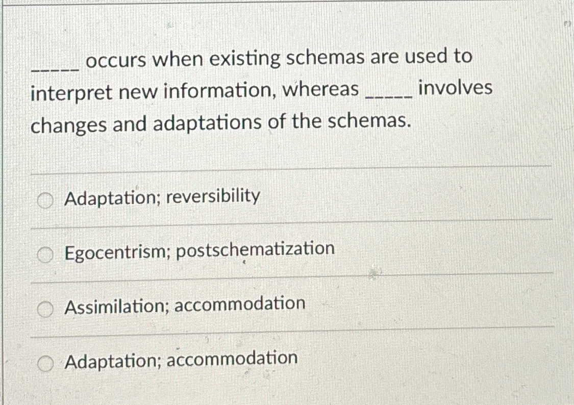 Solved q, ﻿occurs when existing schemas are used to | Chegg.com