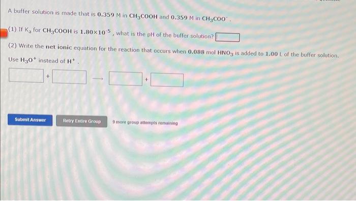 Solved A buffer solution is made that is 0.359M in CH3COOH | Chegg.com