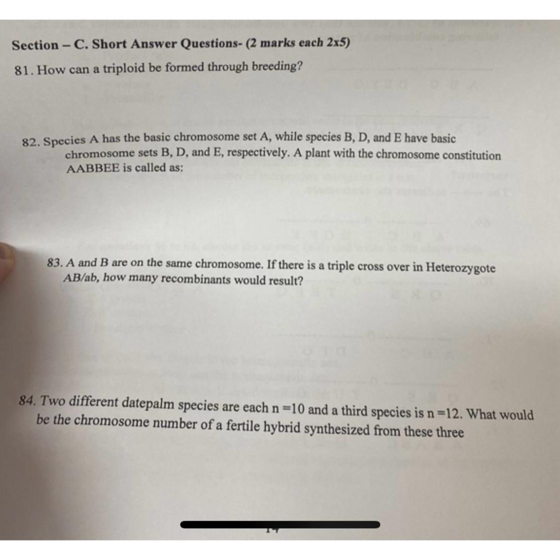 Solved Section - ﻿C. ﻿Short Answer Questions- (2 ﻿marks each | Chegg.com