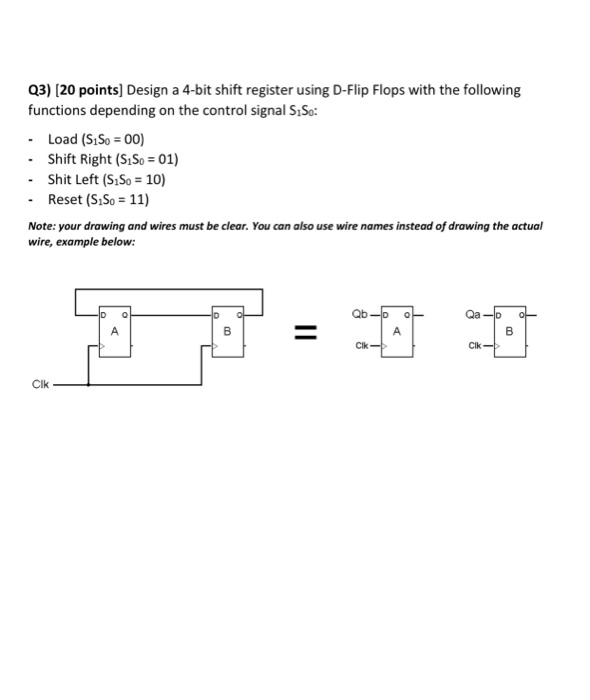 Solved Q3 20 Points Design A 4 Bit Shift Register Using 0410