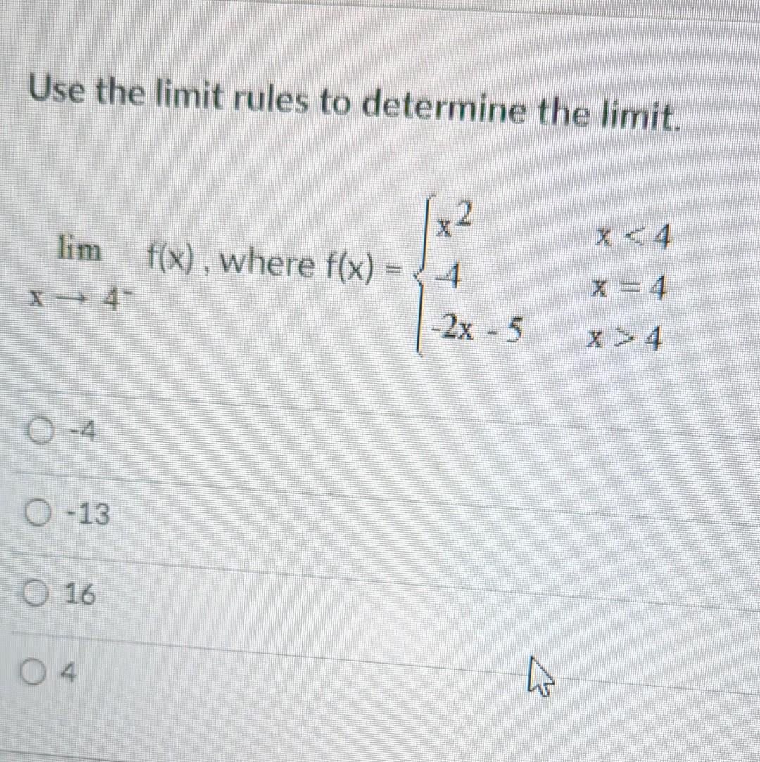 Solved Use the limit rules to determine the limit. | Chegg.com