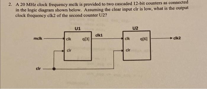 Solved 2. A 20MHz clock frequency mclk is provided to two | Chegg.com