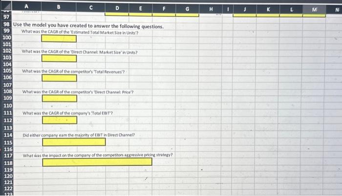 Solved Enter formulas in the yellow cells to create a | Chegg.com
