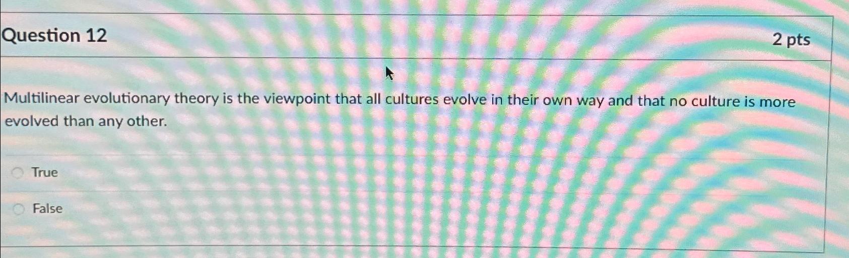 Solved Question 122 ﻿ptsMultilinear evolutionary theory is | Chegg.com