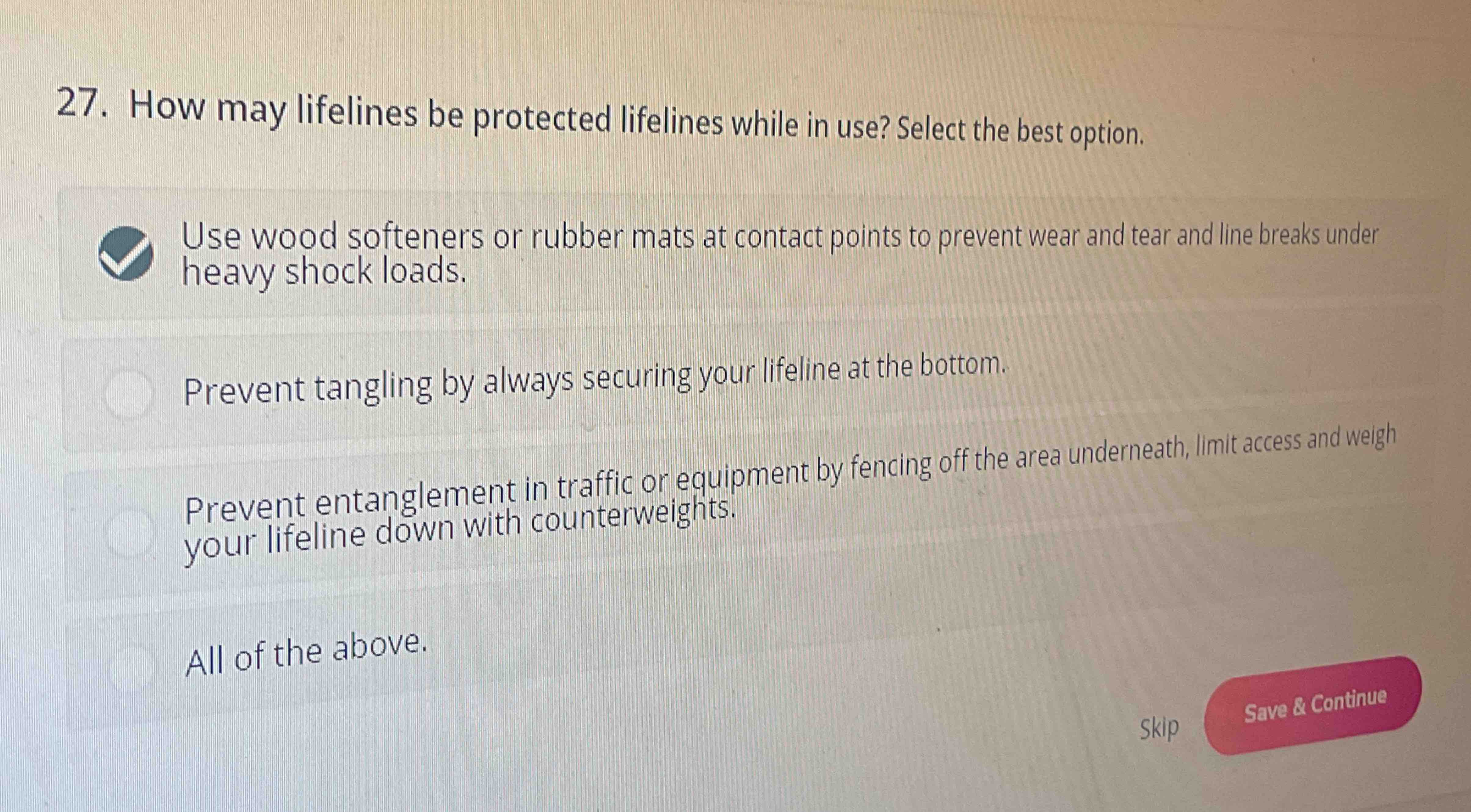 Solved How may lifelines be protected lifelines while in | Chegg.com