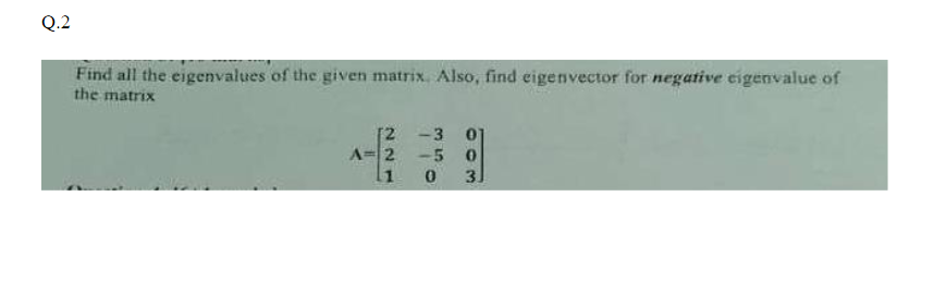 Solved Q. 2 Find all the eigenvalues of the given matrix. | Chegg.com