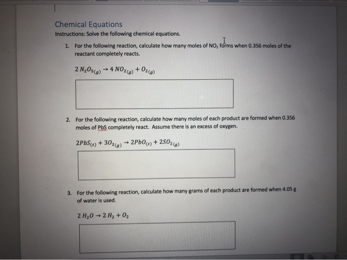 Solved Chemical Equations Instructions: Solve the following | Chegg.com
