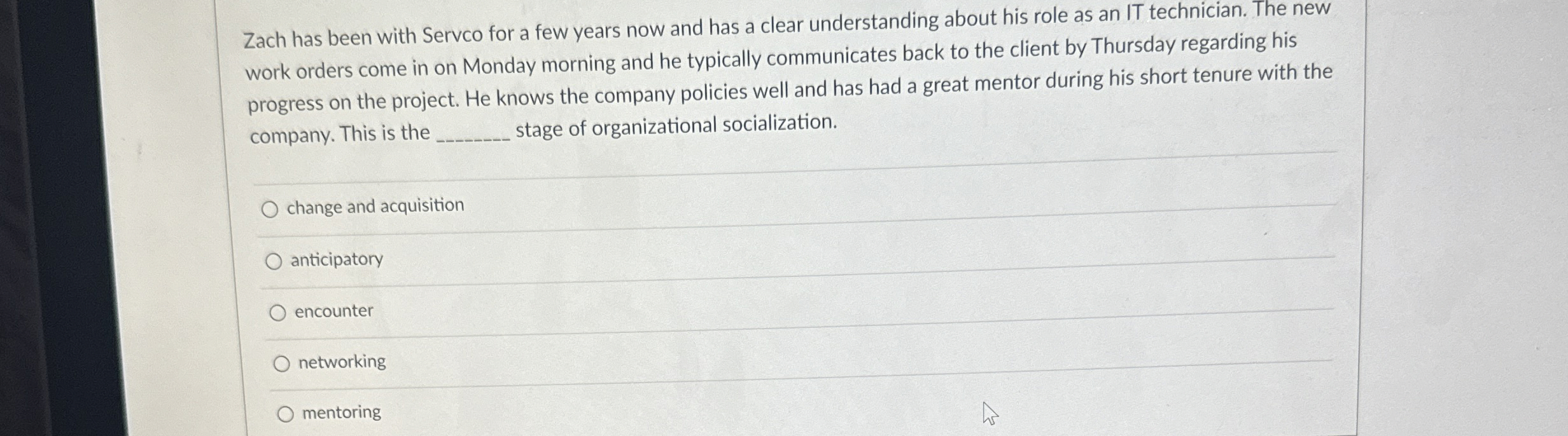 Solved Zach has been with Servco for a few years now and has | Chegg.com