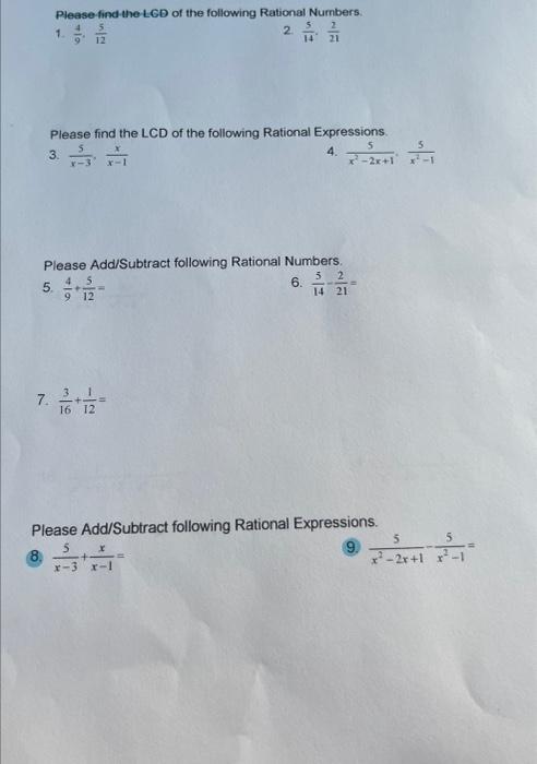 Solved Please-find-the LGD of the following Rational | Chegg.com