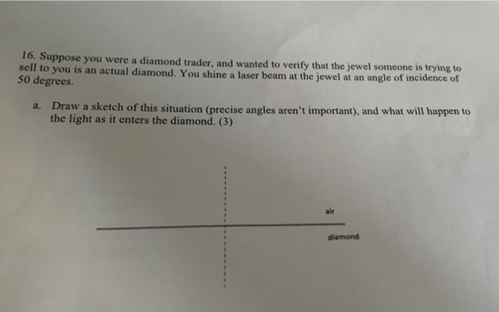 Solved 16. Suppose you were a diamond trader, and wanted to | Chegg.com