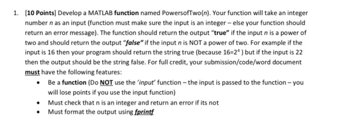 Solved 1. [10 Points) Develop a MATLAB function named | Chegg.com