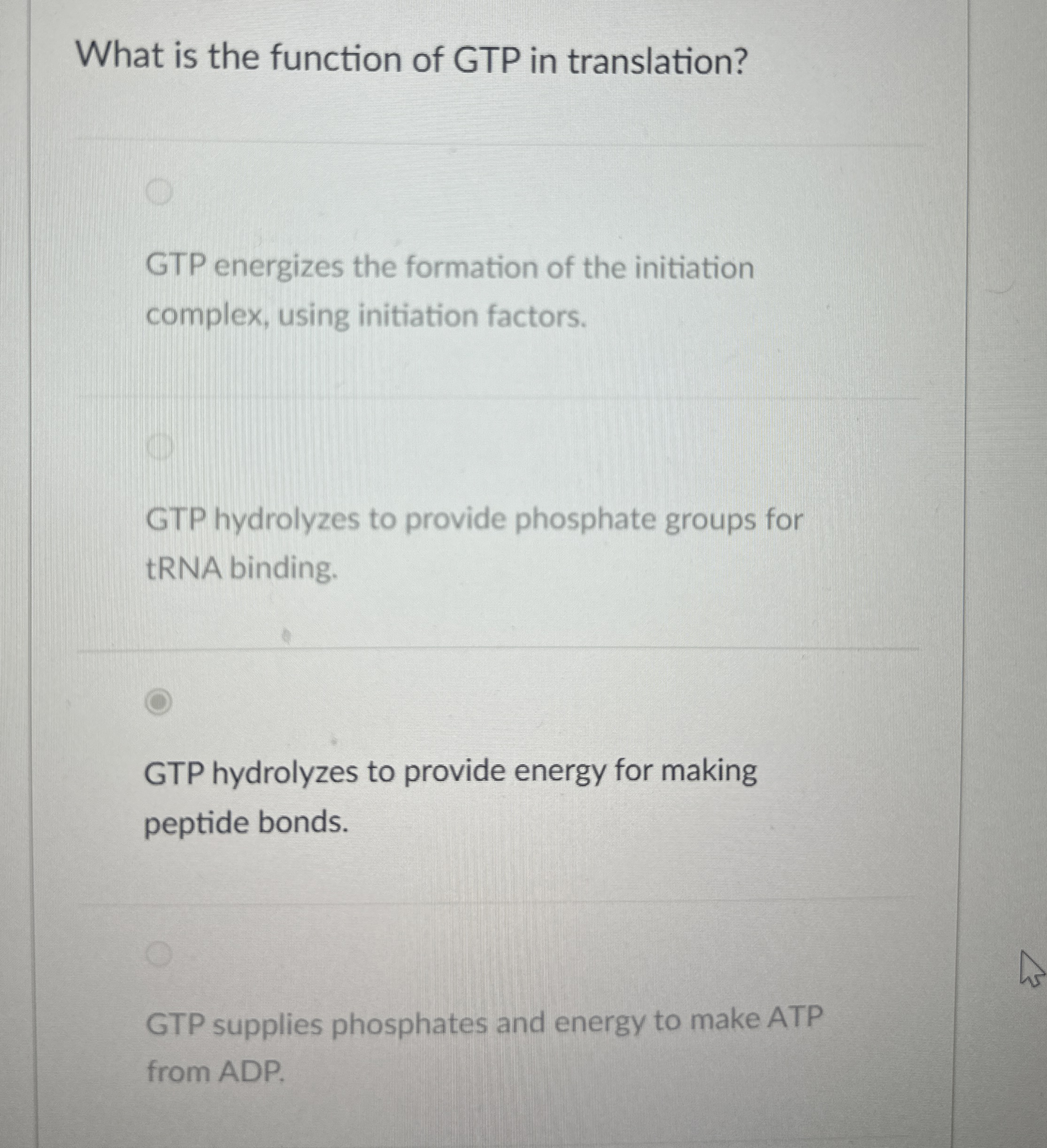 Solved What is the function of GTP in translation?GTP | Chegg.com