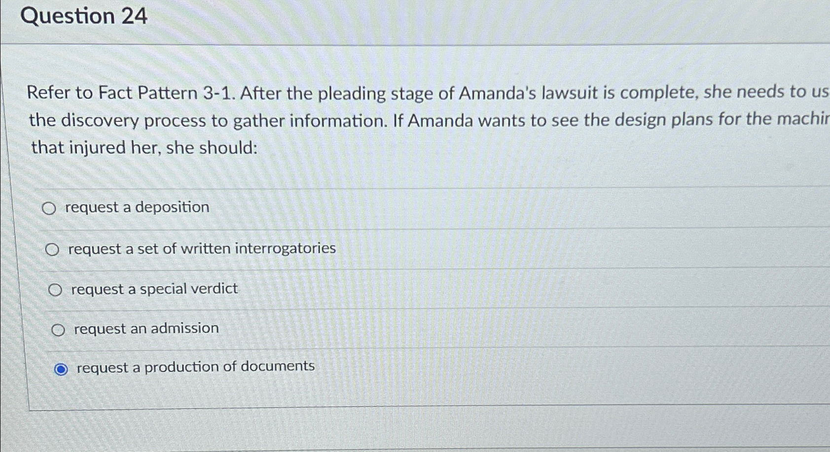 Solved Question 24Refer to Fact Pattern 3-1. ﻿After the | Chegg.com
