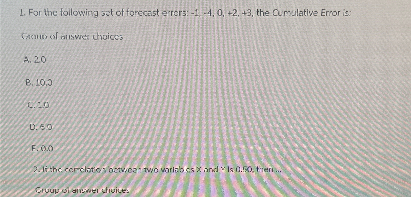 Solved For the following set of forecast errors: | Chegg.com
