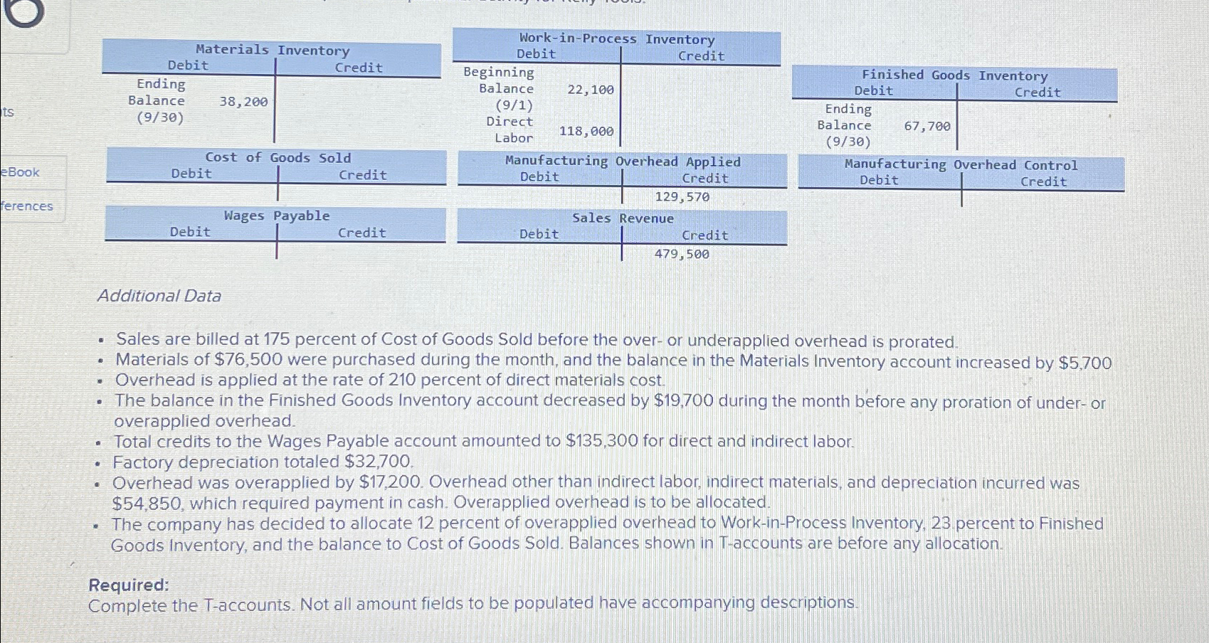 Solved The following T-accounts represent September activity | Chegg.com