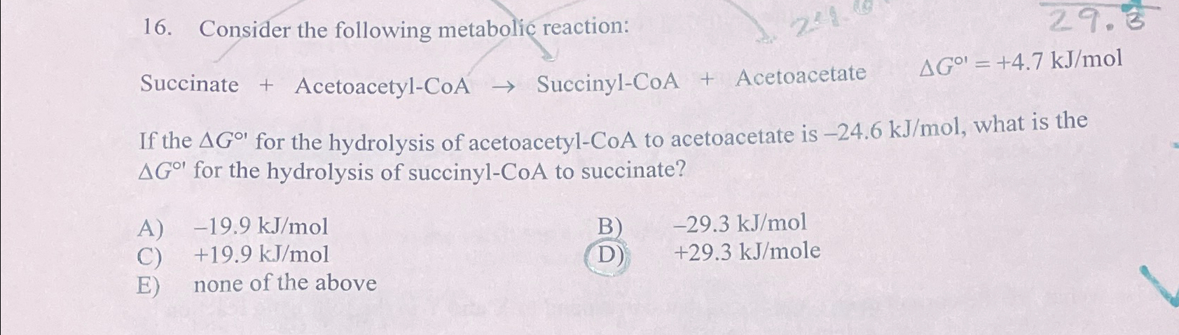 Solved Consider the following metabolic reaction:Succinate + | Chegg.com