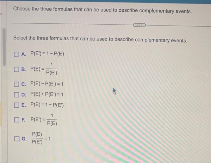 Solved Choose the three formulas that can be used to | Chegg.com