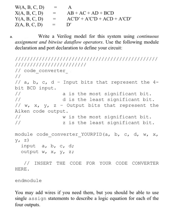 Solved W(A, B, C, D) X(A, B, C, D) Y(A, B, C, D) Z(A, B, C, | Chegg.com