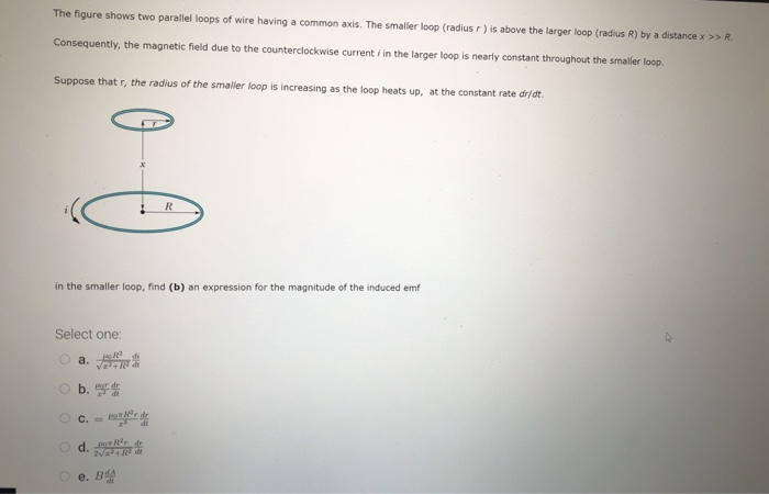 Solved The figure shows two parallel loops of wire having a | Chegg.com