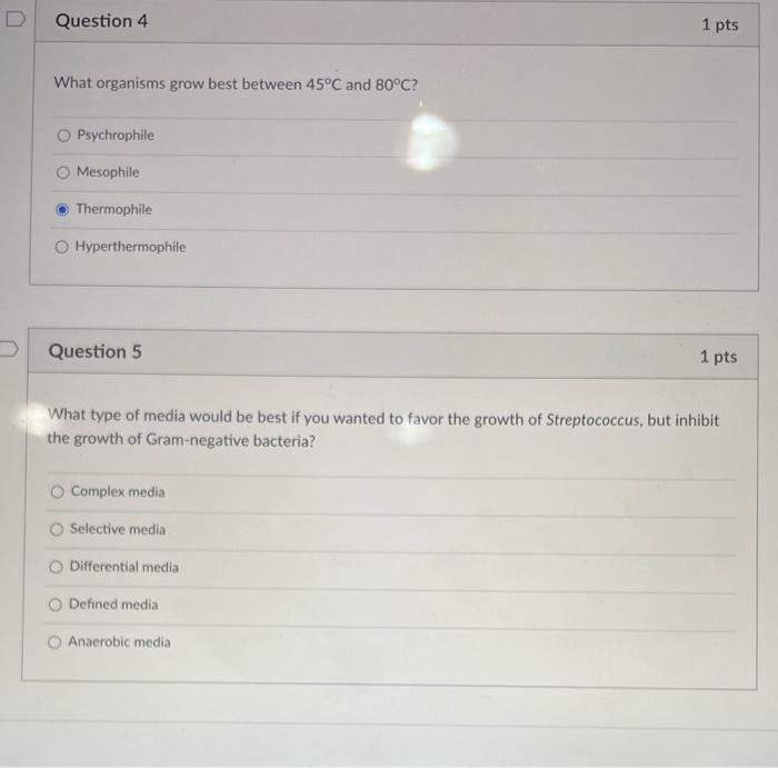 Solved What organisms grow best between 45∘C and 80∘C ? | Chegg.com