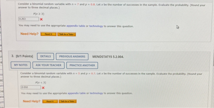 Solved Consider A Binomial Random Variable With N 7 And P 9433
