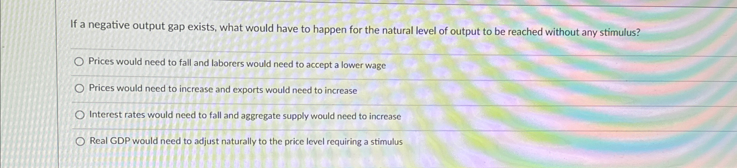 Solved If a negative output gap exists, what would have to | Chegg.com