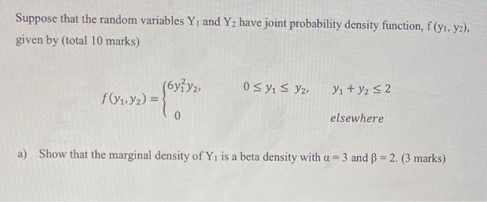 Solved Suppose that the random variables Y1 and Y2 have | Chegg.com
