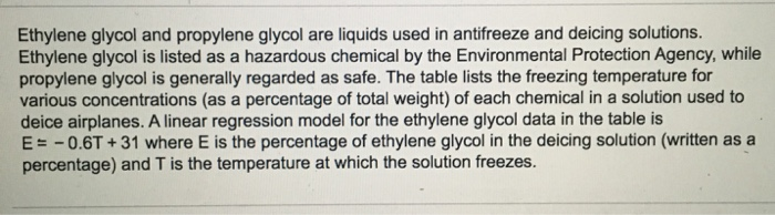 Solved Ethylene glycol and propylene glycol are liquids used | Chegg.com