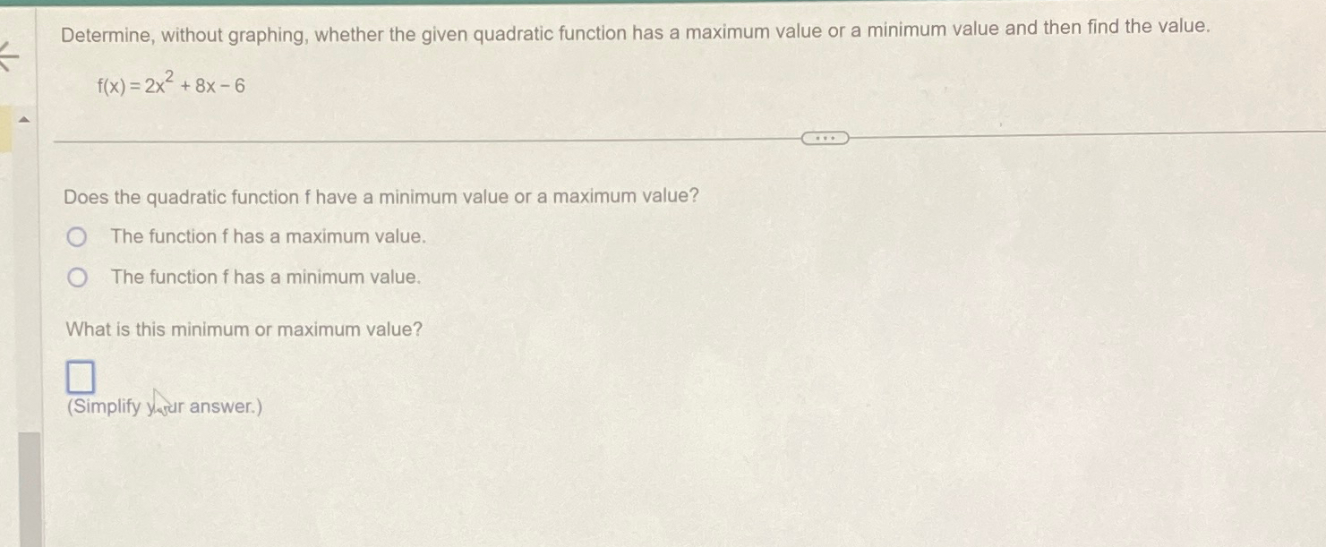 Solved Determine, without graphing, whether the given | Chegg.com