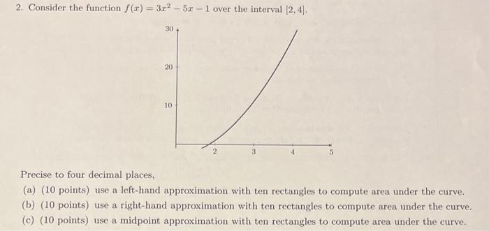 Solved 2. Consider the function f(x)=3x2−5x−1 over the | Chegg.com