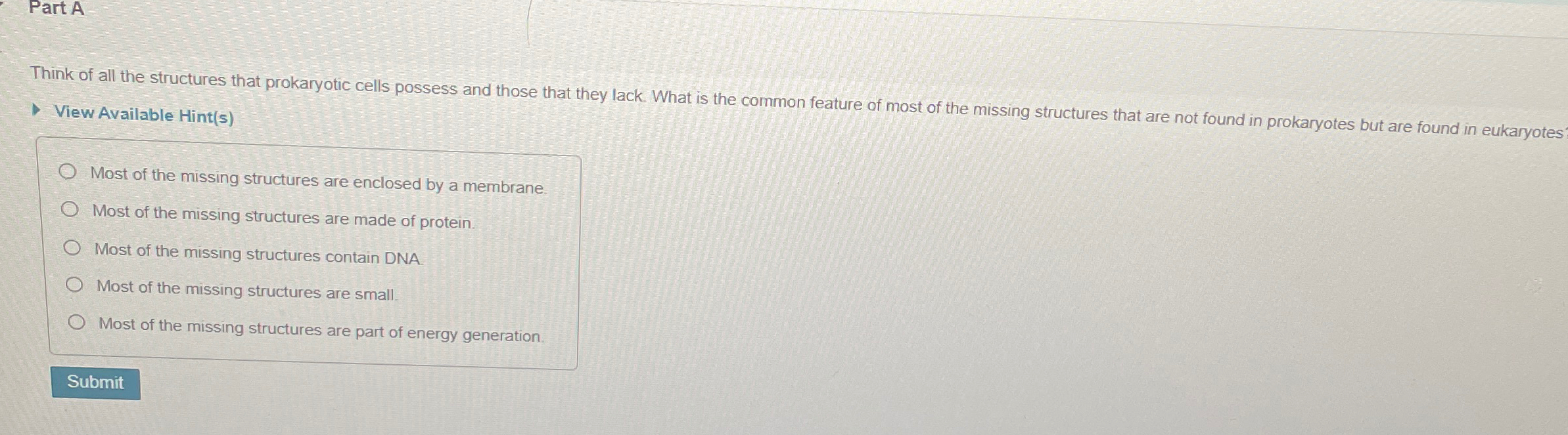 Solved Part AThink of all the structures that prokaryotic | Chegg.com